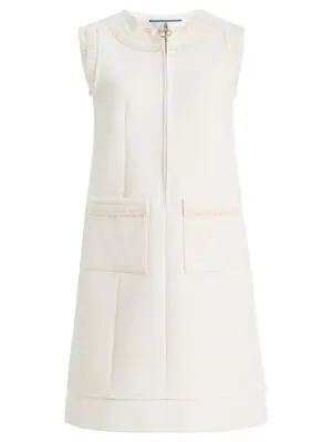 Prada Wool Mini Shift Dress With Utilitarian Details - White