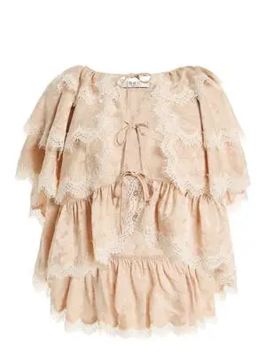 Sea Shay Lace Tie Top - Neutral