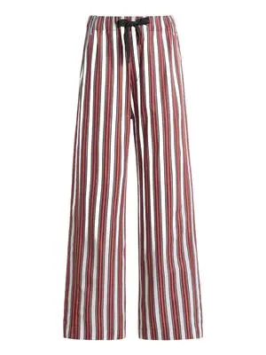 SANDERLAK Sanderlak Striped Cotton Wide-Leg Pants