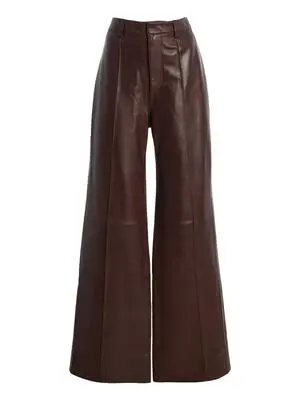 Sea Caitlin Leather Wide-leg Pants - Brown