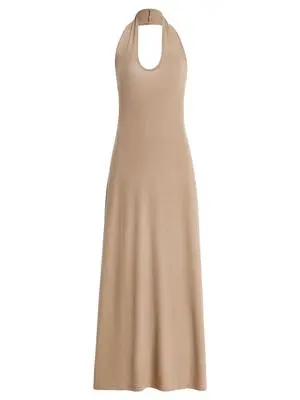 LESET Lauren Jersey Maxi Halter Dress - Brown