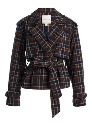 FAVORITE DAUGHTER Cropped Charles Trench Coat - Plaid
