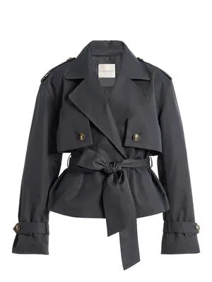 FAVORITE DAUGHTER Cropped Cotton-blend Trench Coat - Grey