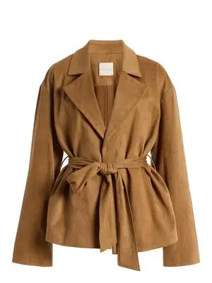 FAVORITE DAUGHTER The Marina Faux Suede Wrap Coat - Brown