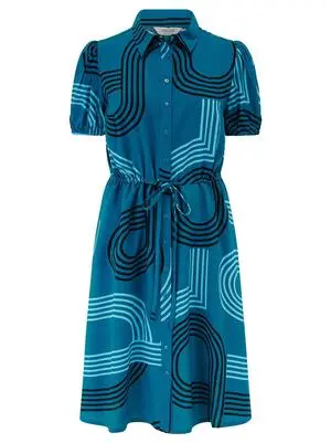 SUGARHILL BRIGHTON Salma Mini Shirt Dress With Geometric Print - Blue