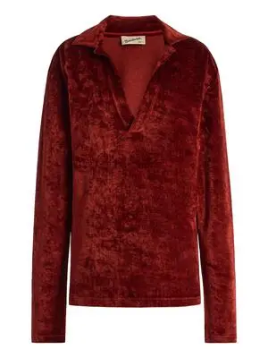 SANDERLAK Sanderlak Velvet V-Neck Long Sleeve Polo
