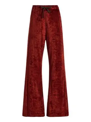 SANDERLAK Velvet Flared Trousers - Red