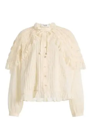 Sea Margaret Cotton Capelet Top - Ivory