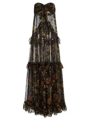 SIEDRES Josiane Strapless Chiffon Maxi Dress - Multi