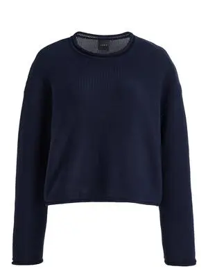 LESET Mae Cotton-blend Crewneck Sweater - Navy
