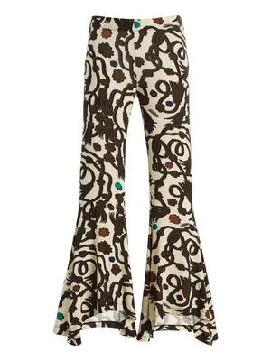 SIEDRES Jeslynn Abstract Print Ruffled Flare Pants - Multi