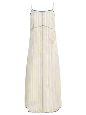 Prada Striped Jersey Midi Dress - Neutral