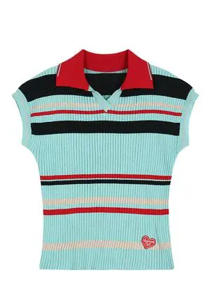 Andersson Bell Color-blocked Knit Polo Vest - Multicolor