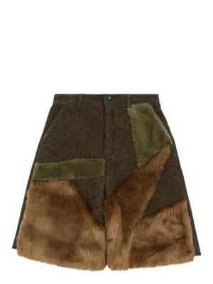 Andersson Bell Faux Fur Patchwork Shorts - Brown