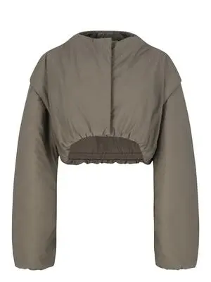AMOMENTO Sheer Nylon Padded Crop Jumper - Grey