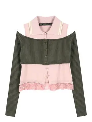 Andersson Bell Layered Off-shoulder Collar Top - Multicolor