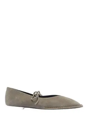 ALOHAS ALOHAS Square-Toe Leather Flats With V-Shaped Vamp And Bow Detailing