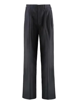 MAISON MARGIELA High-waisted Pleated Cotton Trousers - Black