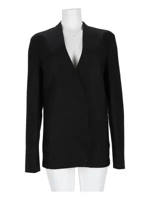MAISON MARGIELA Collarless Wool Wrap Blazer - Black