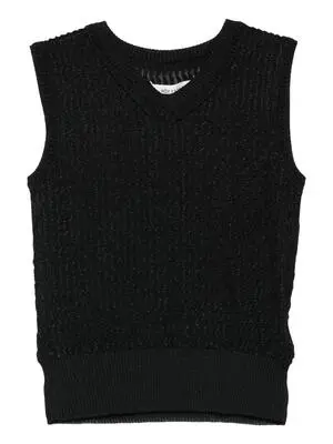 MAISON MARGIELA Sleeveless Knit Top With Ribbed Hem - Nero