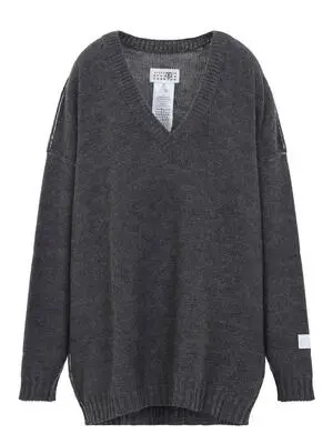 MAISON MARGIELA V-neck Wool Blend Sweater - Grey