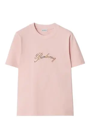 Burberry BURBERRY Embroidered Chest Lettering T-Shirt Rosa