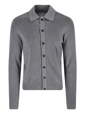 Burberry 100% Wool Crewneck Cardigan - Grey