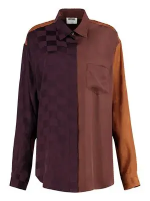 Moschino Silk-blend Colorblock Shirt With Pocket Detail - Multicolor
