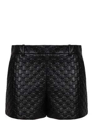 Gucci Gg Embossed Leather Shorts - Black