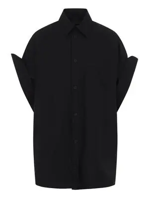 Balenciaga Tucked Sleeve Cotton Shirt - Black