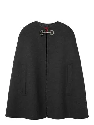 Gucci Reversible Wool And Silk Cape With Gg Motif - Grigio