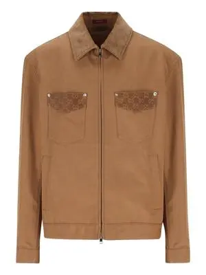 GUCCI GUCCI Classic GG Motif Zip Jacket With Buttoned Cuffs