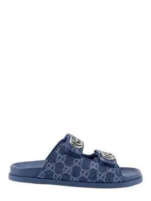 Gucci All-over Gg Cotton Denim Sandals - Blu