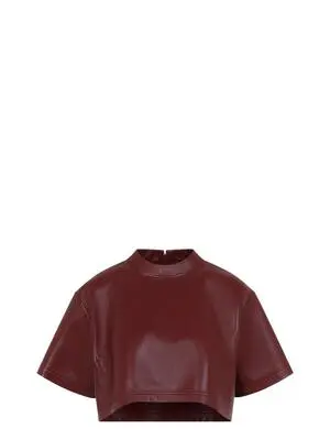 Balenciaga Cropped Leather Top - Red