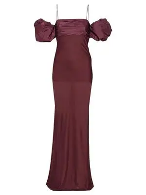 ROTATE BY BIRGER CHRISTENSEN Long Dress With Removable Puff Sleeves - Rosso