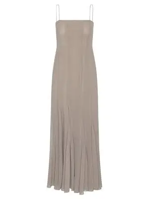 ROTATE BY BIRGER CHRISTENSEN Long Chiffon Maxi Dress With Thin Straps - Grigio
