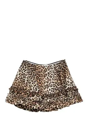 GANNI GANNI Leopard Print Ruffled Mini Skirt Marrone