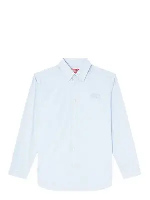 DIESEL® Diesel Striped Cotton Shirt With Embroidered Oval Detail Azzurro