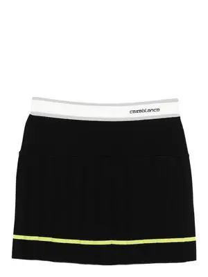 Casablanca CASABLANCA Pleated Mini Skirt With Contrast Stripe And Ribbed Waistband Nero