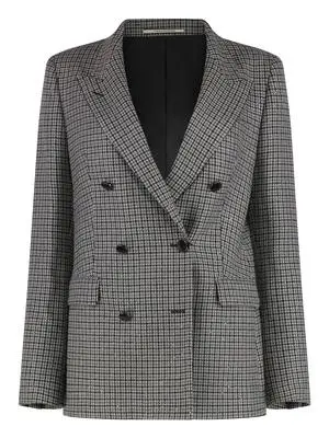 0205 TAGLIATORE 0205 TAGLIATORE Double-Breasted Checked Wool Blazer