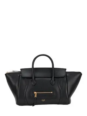 Celine CELINE Leather Luggage Handbag With Gold-Tone Hardware Black
