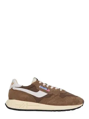 AUTRY AUTRY Reelwind Low Top Sneakers In Nylon And Crack Leather Brown