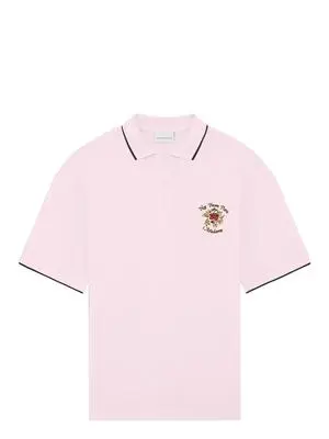 Drole De Monsieur Short-sleeved Polo Shirt With Front Embroidered Slogan - Rosa