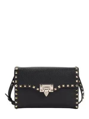 Valentino Garavani Small Leather Shoulder Handbag With Stud Embellishments - Black