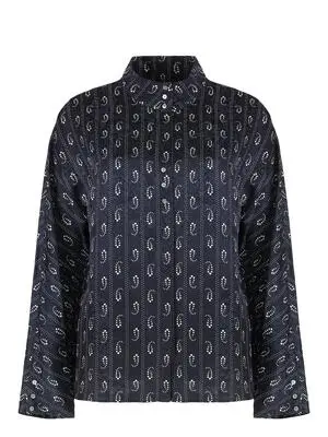 Tory Burch Jacquard Paisley Viscose-silk Blouse - Blue