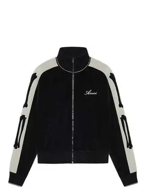 Amiri Bone Detailing Zip-front Sweatshirt With Piping And Side Pockets - Nero