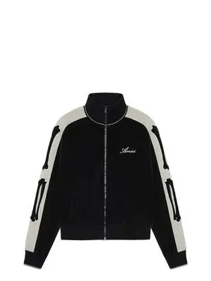 Amiri Bone Detailing Zip-front Sweatshirt With Piping And Side Pockets - Nero