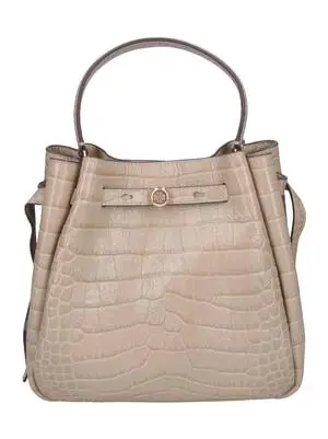 Tory Burch Croc Effect Leather Crossbody Bag - Beige