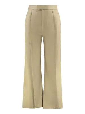 VIVIENNE WESTWOOD Flared Cotton Trousers With Visible Stitching - Beige