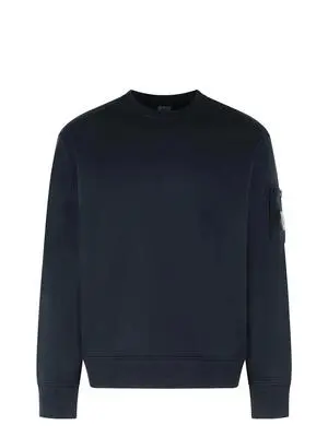 C.P. COMPANY Cotton Crewneck Sweatshirt With Lens Pocket - Blu